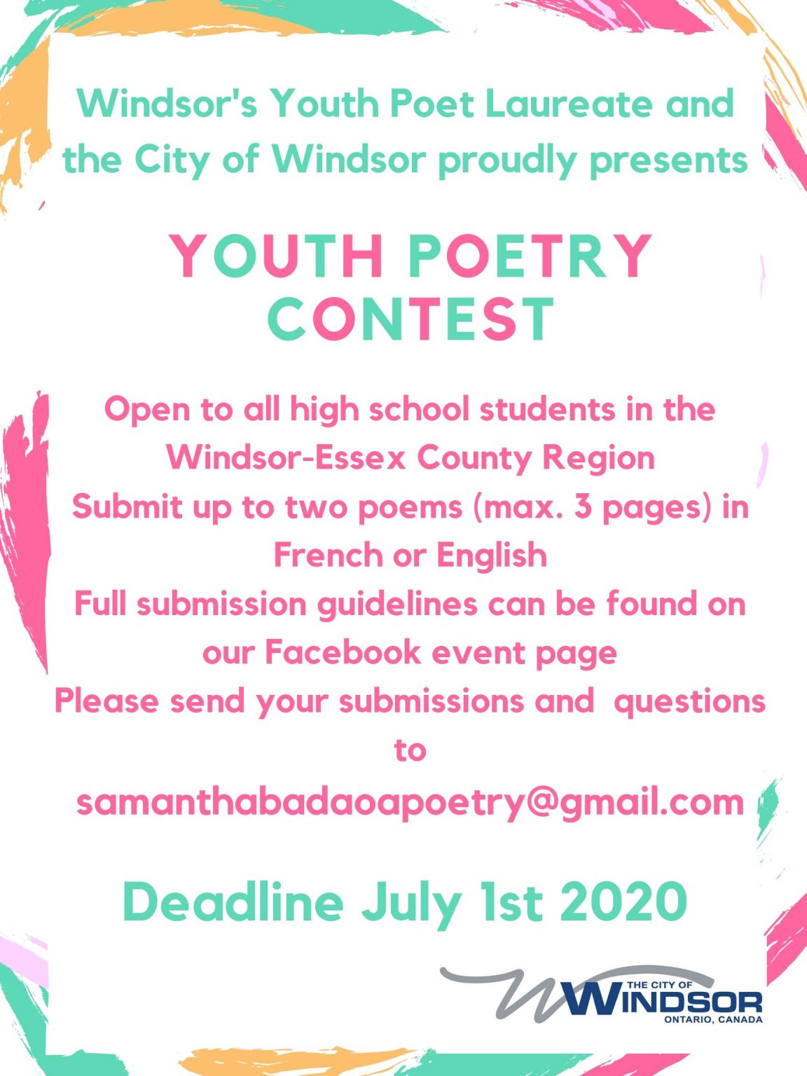 Youth Poetry Contest: Call for Submissions – Arts Council Windsor & Region